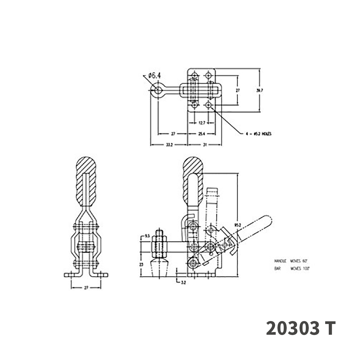 Vertical Toggle Clamps-200 lbs. - Avanti Systems Co. Ltd