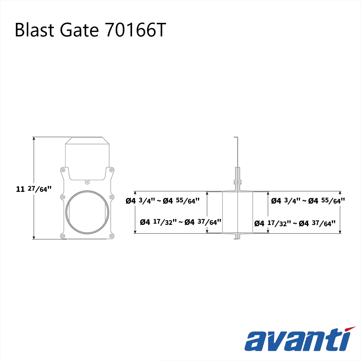 Blast Gate, Aluminum-Sizes - Avanti Systems Co. Ltd